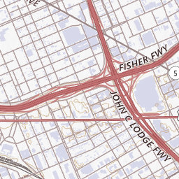 Detroit Topo Map MI, Wayne County (Detroit Area)