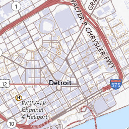 Detroit Topo Map MI, Wayne County (Detroit Area)